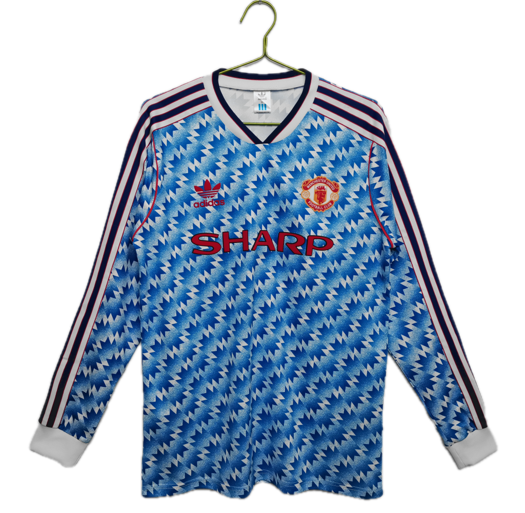 Manchester United Maillot Retro Manche Longues Exterieur 90/92 pas cher ...